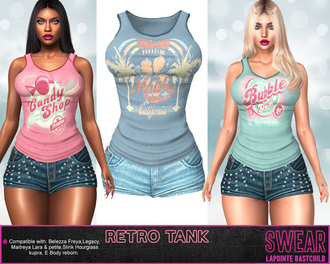 Second Life Marketplace Tank Top Retro Tank T Shirt
